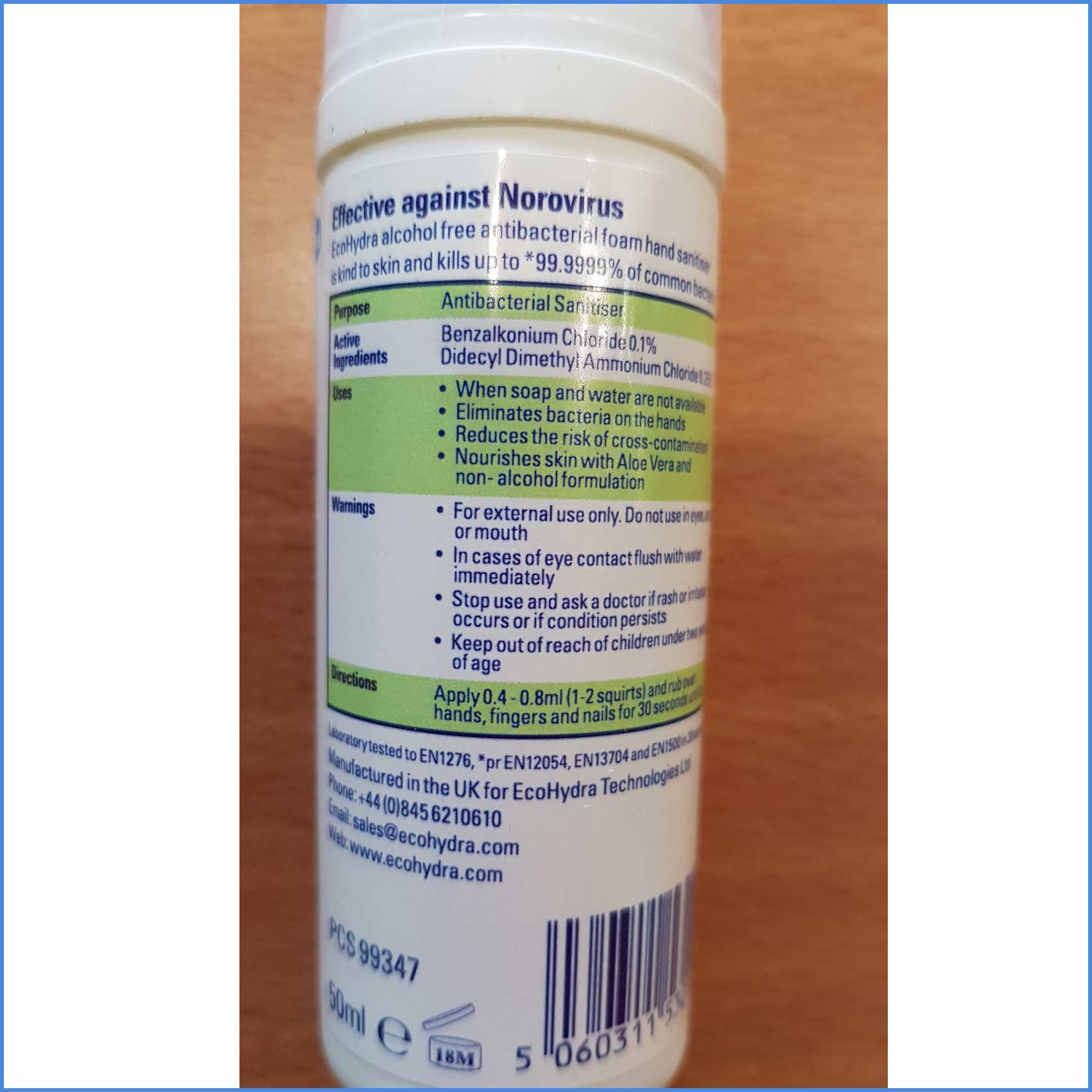EcoHydra Alcohol Free Antibacterial Foam Hand Sanitiser 50ml - Healthy ...